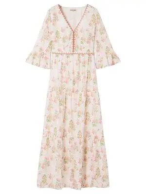 EMPORIO SIRENUSE Bella Floral-print Cotton Midi Dress - Pink