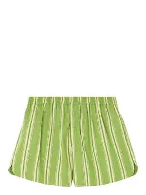 Faithfull The Brand Lonia Striped Cotton-poplin Shorts - Green