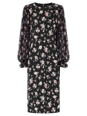 Dolce & Gabbana Floral-print Silk-blend Dress - Black