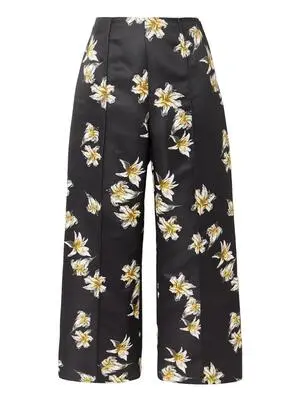 EMILIA WICKSTEAD Daffy Floral-print Faille Pants - Black