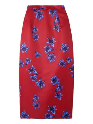 EMILIA WICKSTEAD Lorelei Floral-print Faille Midi Skirt - Red