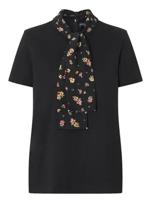 Dolce & Gabbana Scarf-detailed Cotton-blend Jersey T-shirt - Black