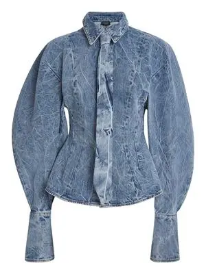 A.W.A.K.E. Mode Tie-detail Denim Shirt - Blue