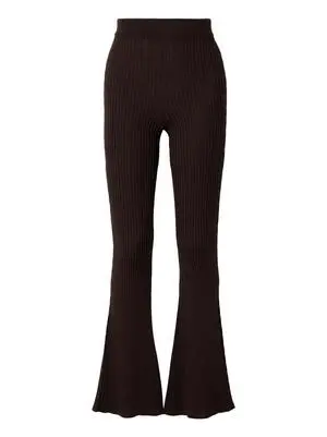 Cordova Savoie Ribbed Pointelle-knit Merino Wool Flared Pants - Brown