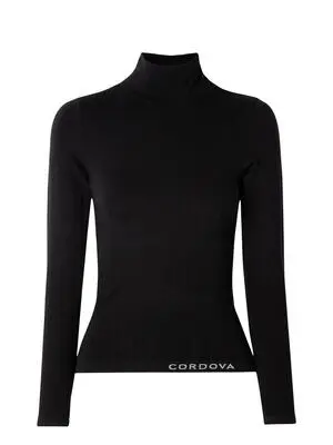 Cordova Sol Ribbed Turtleneck Top - Black