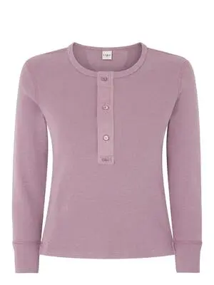 Chloé Ribbed Organic Cotton-jersey Henley Top - Pink