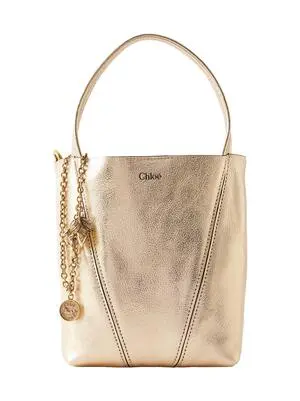 Chloé Spin Small Embellished Textured-leather Tote - Gold