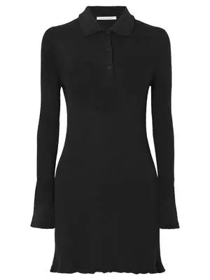 Cecilie Bahnsen Botka Ribbed Merino Wool Mini Dress - Black