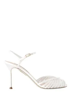 AQUAZZURA Hold Me 85 Satin Sandals - White