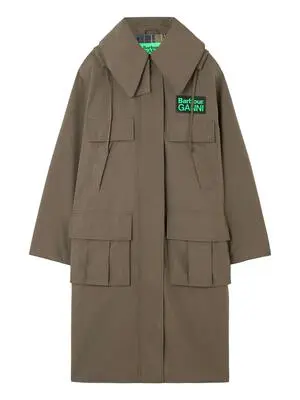 Barbour GANNI Ruffled Hooded Coat Forest Green