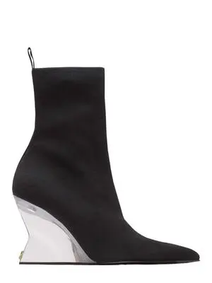 Balmain Wedge Knit Ankle Boots - Black