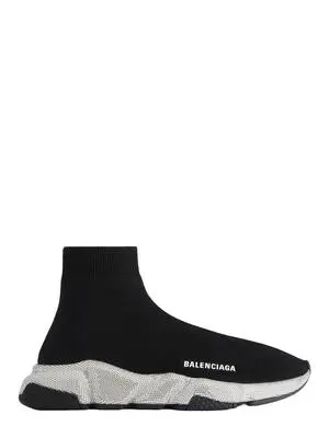 Balenciaga Speed Recycled Knit Sneaker With Rhinestones - Black
