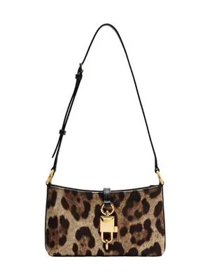 Dolce & Gabbana Leopard-Print Canvas Shoulder Bag With Push-Lock Fastening Multicoloured