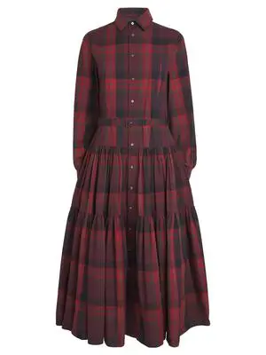 Polo Ralph Lauren Cotton Check Midi Shirt Dress - Red