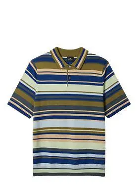 Paul Smith Khaki Multistripe Merino Wool Polo Shirt - Green