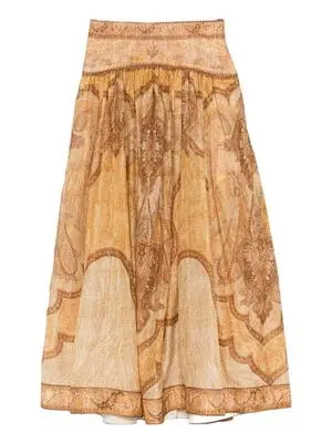 Zimmermann Wanderlust Cotton And Silk Maxi Skirt - Beige