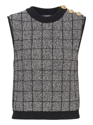 Balmain Tweed Tank Top - Black