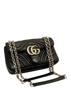 Gucci Gg Marmont Leather Shoulder Bag - Black