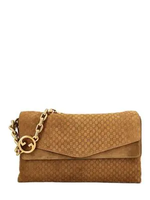 Gucci Gg Chain Suede Shoulder Bag - Brown