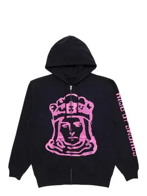 Goat King Of Swords Tarot Zip-up Hoodie - Blue