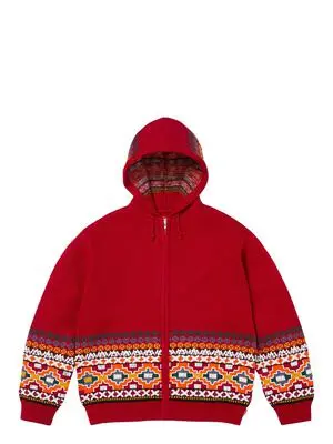 Supreme Beaded Zip-up Hooded Sweater - Red