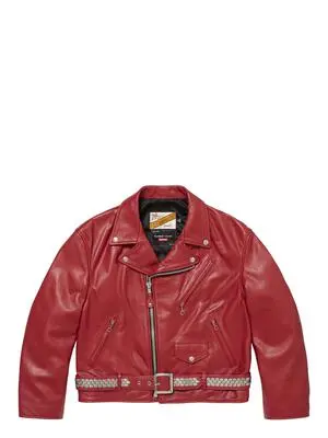 Supreme X Number Ine X Schott Perfecto Leather Jacket - Red