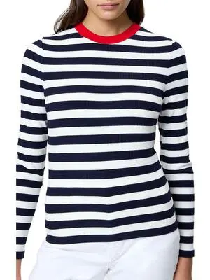French Connection Esmae Stripe Rib Top - 40-marine-white