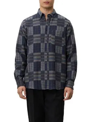 LES DEUX Kent Patchwork Check Button-down Shirt