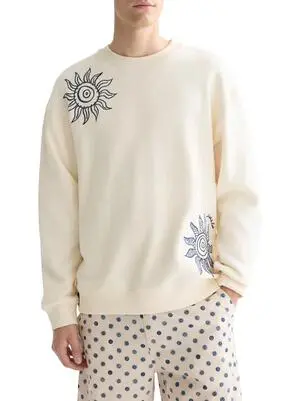 Scotch & Soda Oversized Embroidered Cotton Crewneck Sweatshirt - Eggnog