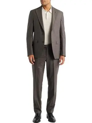 JACK VICTOR Montana Houndstooth Wool & Cashmere Suit - Brown