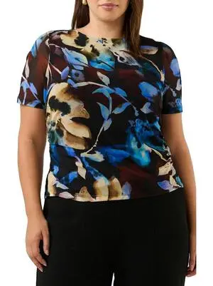 ESTELLE Cleo Floral Mesh Top - Chocolate Winter