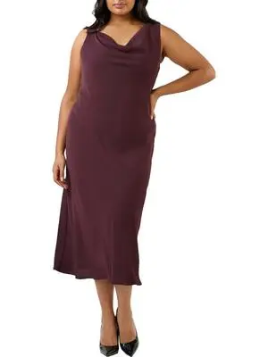 ESTELLE Britney Cowl Neck Midi Dress - Plum