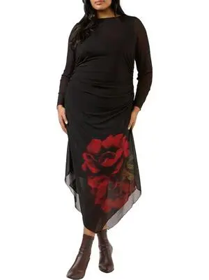 ESTELLE Raya Ruched Long Sleeve Maxi Dress - Chocolate Rose