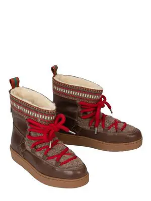 Penelope Chilvers Cosmos Genuine Shearling Lined Boots - Dark Brown/multi