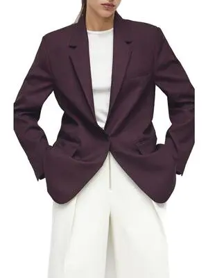 Mango Hidra Notch Lapel Jacket Wine