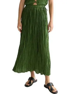 SCOTCH & SODA Pleated Drawstring Midi Skirt