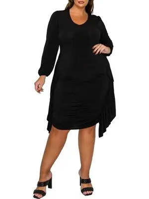 L I V D Nova Ruched Bodycon Dress - Black