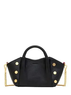 HAMMITT Mini Paul Leather Top Handle Bag - Black Press/gold Red Zip