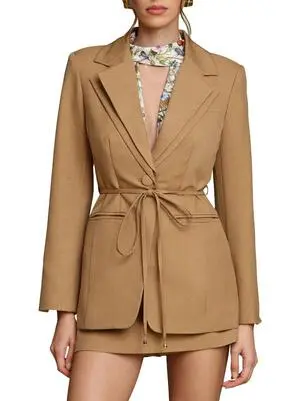 Avec Les Filles Tie-waist Cutaway Blazer - Honey