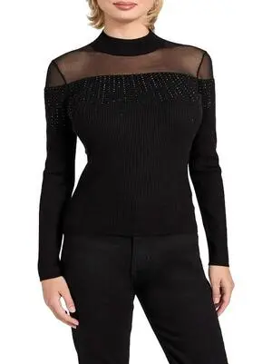 Guess Jeena Illusion Neck Sweater - Jblack-black