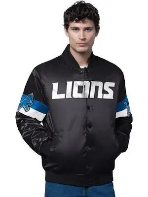 STARTER Detroit Lions Full-snap Varsity Jacket - Black