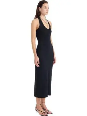 MONLICIA Orion Halter Cotton Midi Dress - Black