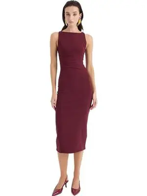 MONLICIA Silva Bodycon Midi Dress - Burgundy