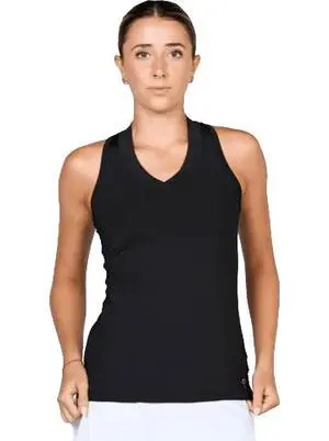 SOFIBELLA Racerback Tennis Tank Top Black