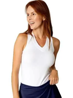 SOFIBELLA Racerback Tennis Tank Top White
