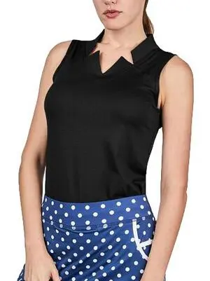 SOFIBELLA Sleeveless Golf Shirt - Black