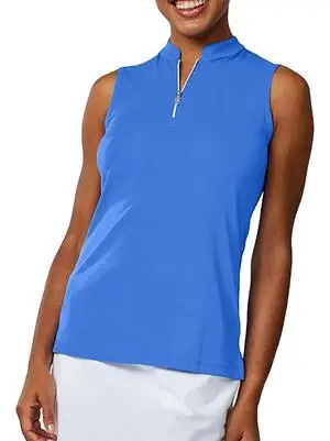 SOFIBELLA Sleeveless Golf Polo Valley Blue
