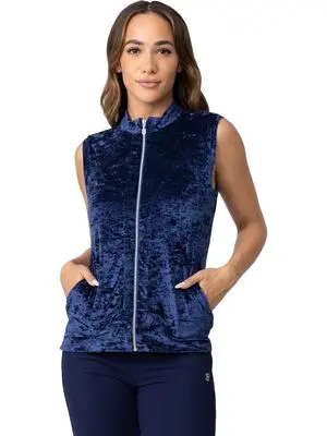 SOFIBELLA Crushed Velvet Golf Vest Navy