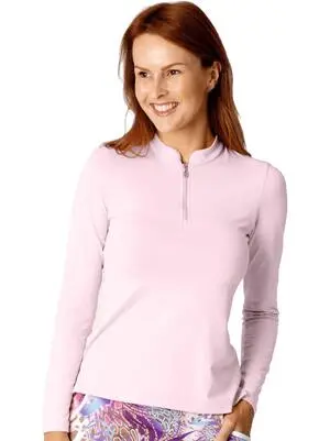 SOFIBELLA Quarter Zip Long Sleeve Golf Shirt Cotton Candy