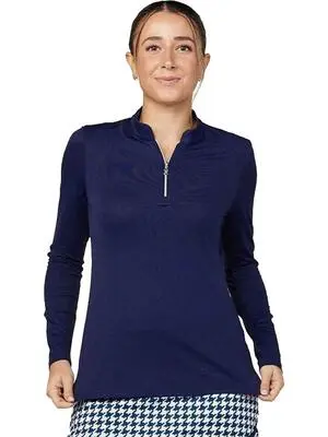 SOFIBELLA Quarter Zip Long Sleeve Golf Shirt - Navy
